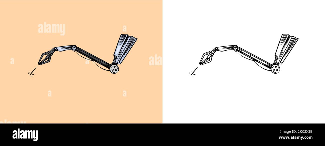 Robot arms. Manufacturing automation technology for Car factory emblem ...