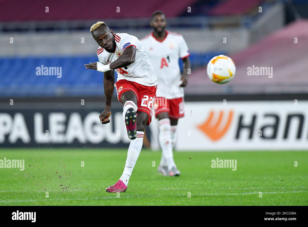Ali Sowe of CSKA-Sofia attempts to score first goal during the UEFA ...