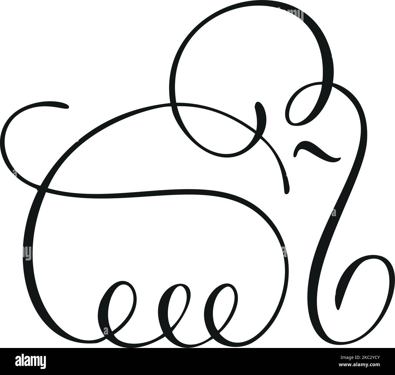 A simple line art of an elephant isolated on a white background Stock ...