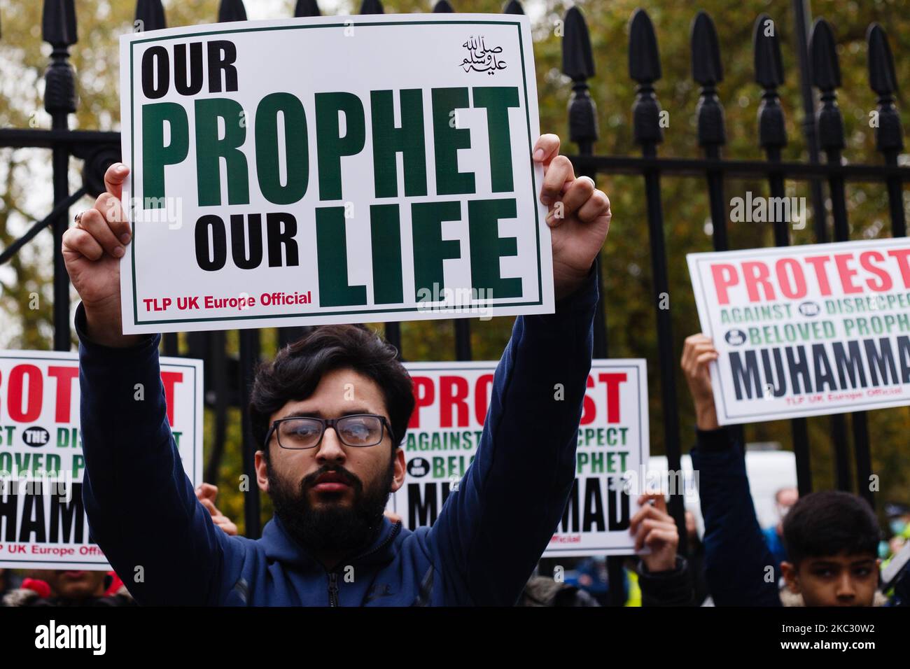 Demonstrators opposing the publication in France of cartoons of the ...