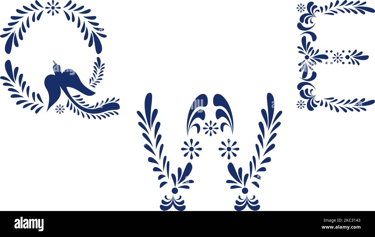 mexican talavera alphabet letters set collection illustration in vector ...