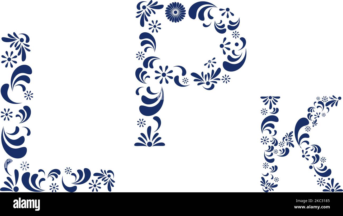 isolated mexican talavera alphabet letters set illustration in vector ...