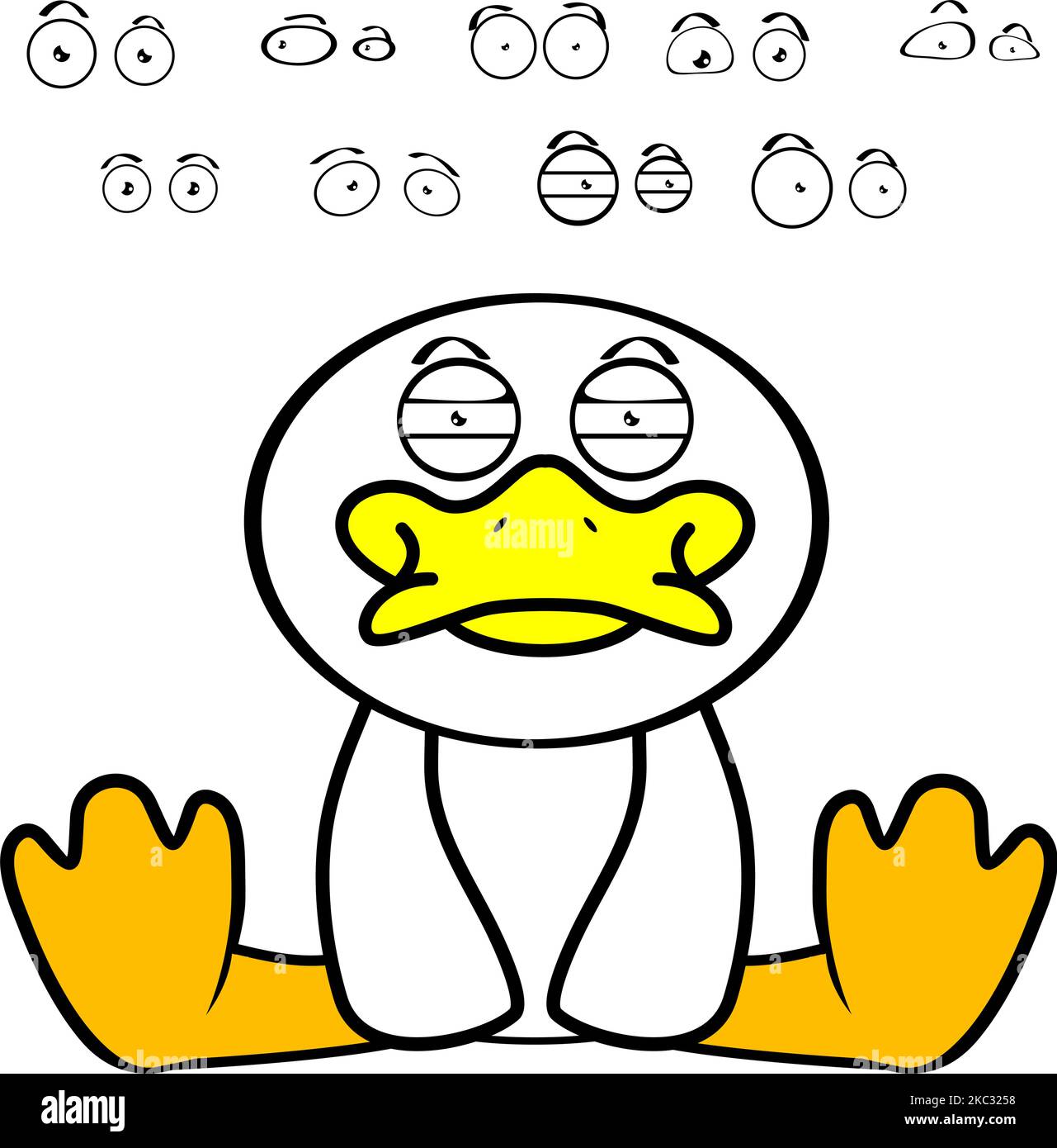 cute sitting duck character cartoon expressions set collection ...