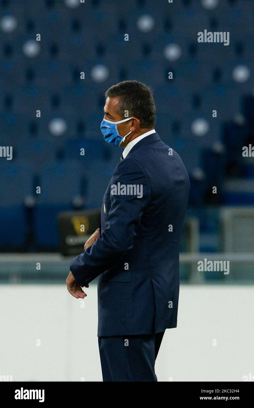 Italy Head Coach Franco Smith looks on during warm up before the ...