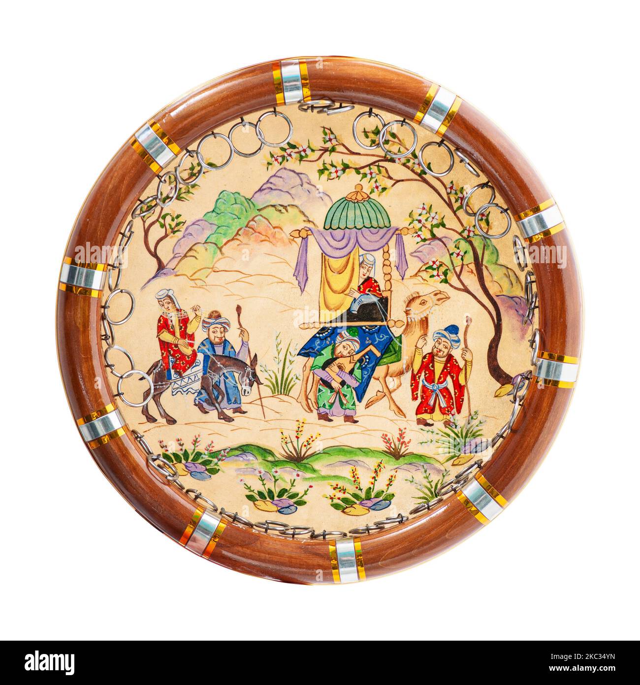 A Dutar - an ancient Asian drum musical instrument on a white ...