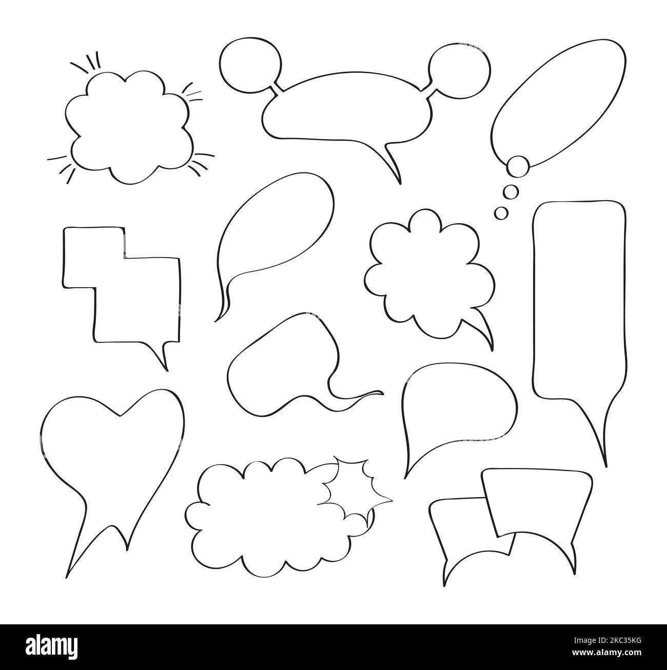 Comic speech bubbles set vector in hand drawn style. Massages and talk ...