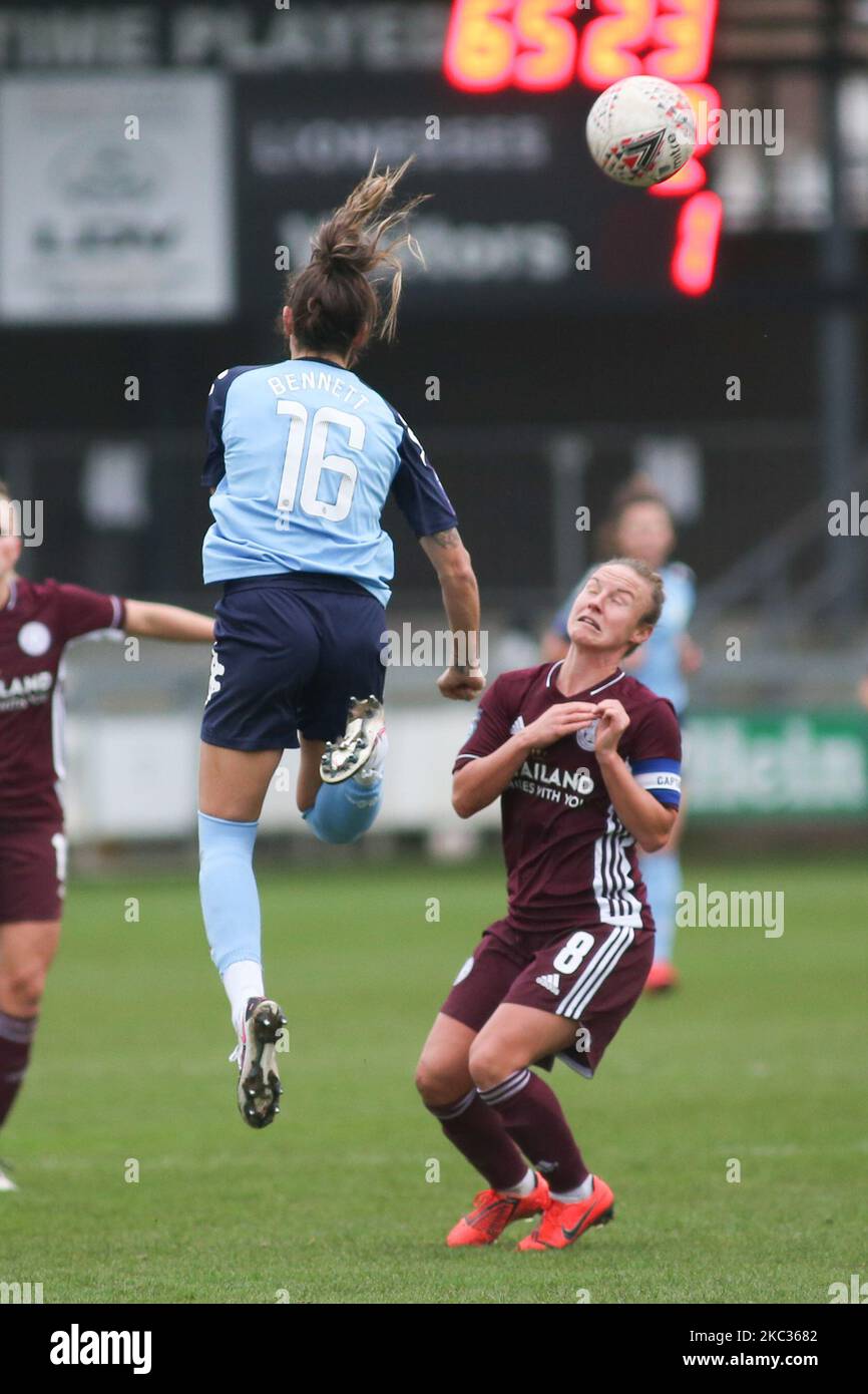 Harley Bennett (London City) and Remi Allen (Leicester City) battle for ...