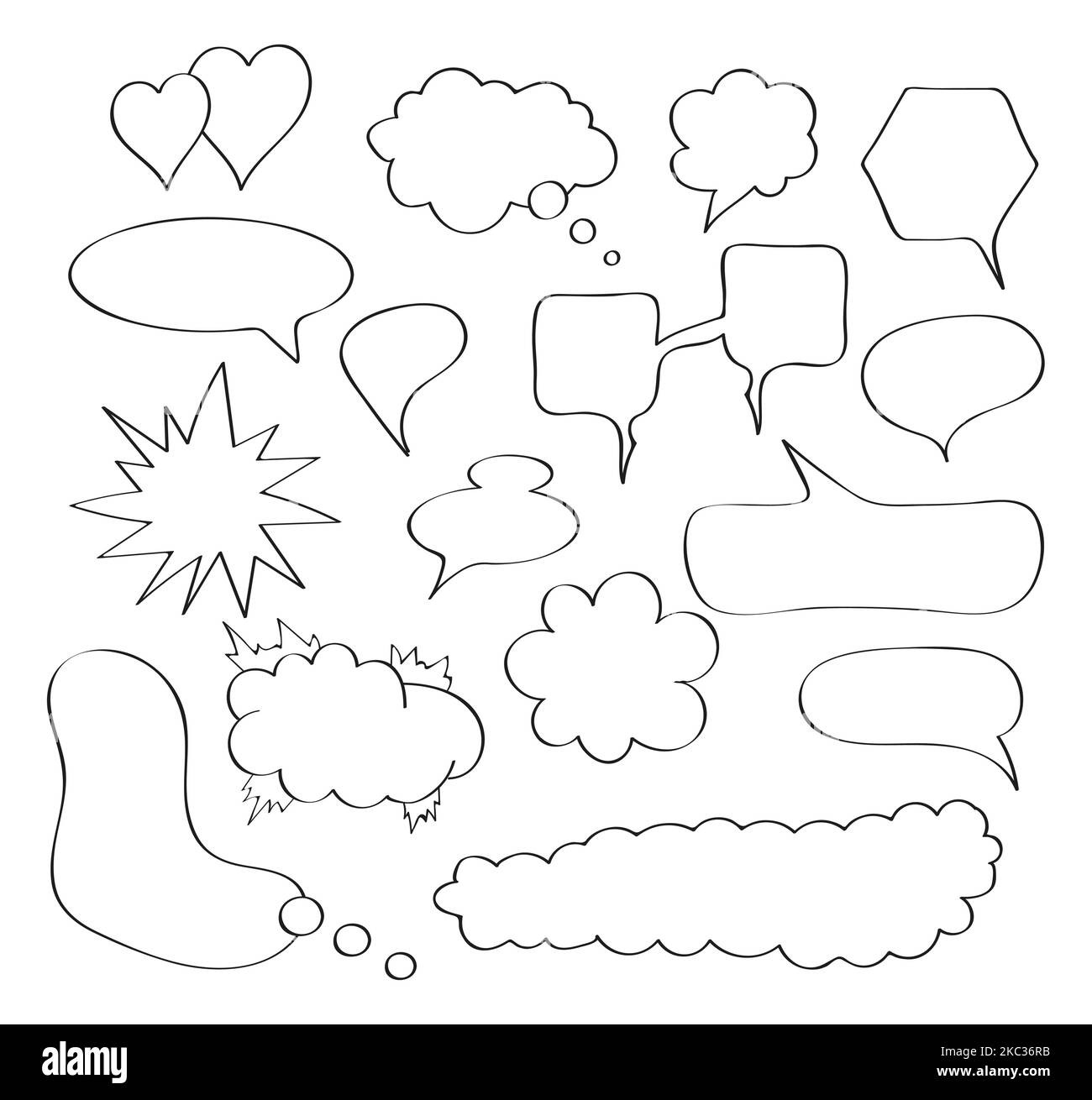 Comic speech bubbles set vector in hand drawn style. Massages and talk ...