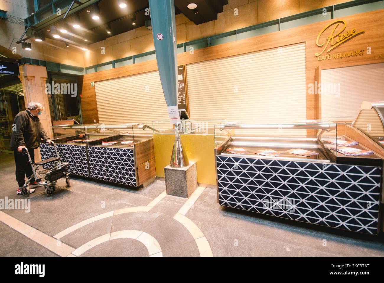 a closing cafe is seen inside of a shopping mall as lock down lite ...