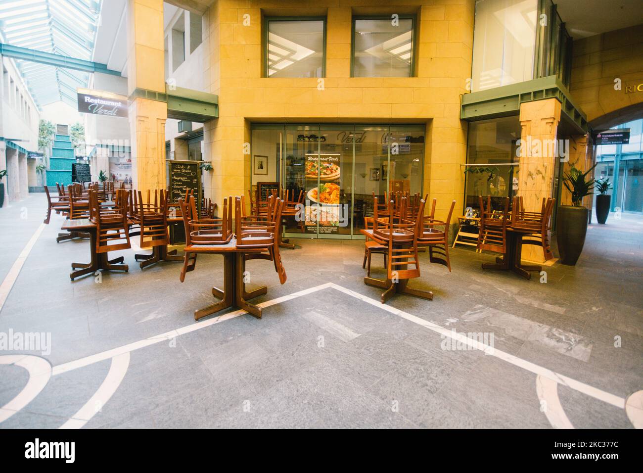 a closing cafe is seen inside of a shopping mall as lock down lite ...
