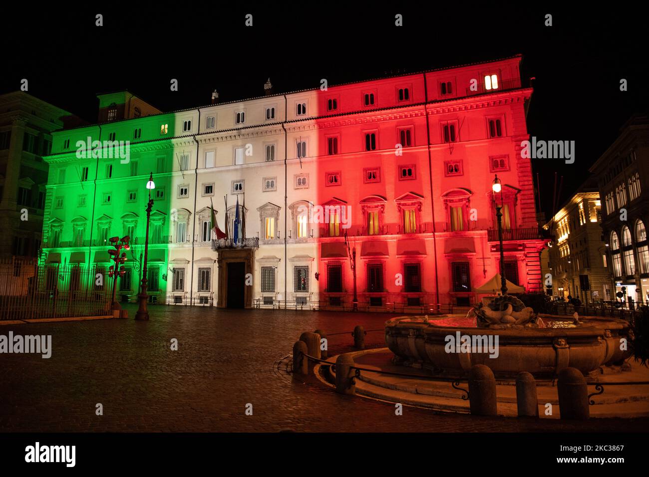 A view of Palazzo Chigi in Rome (italian Government headquarter) with ...