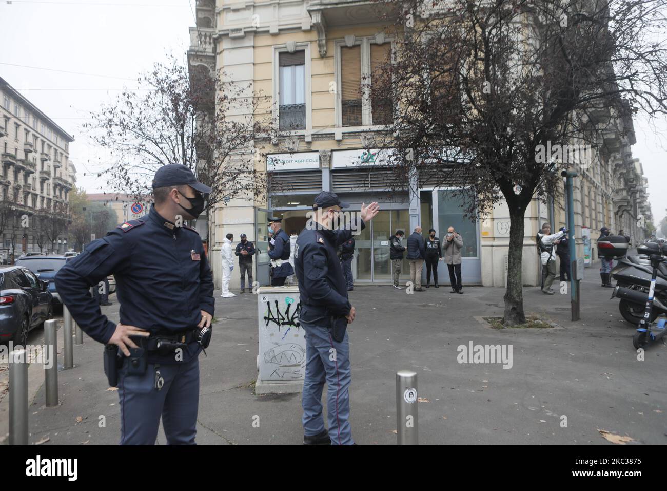 Robbery at the bank Credit Agricole di Milano, Italy, on November 03 ...