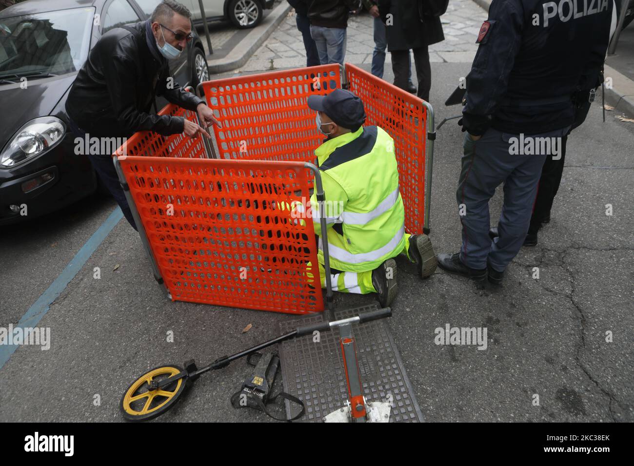 Scene after the robbery at the bank Credit Agricole in Milan, Italy, on ...