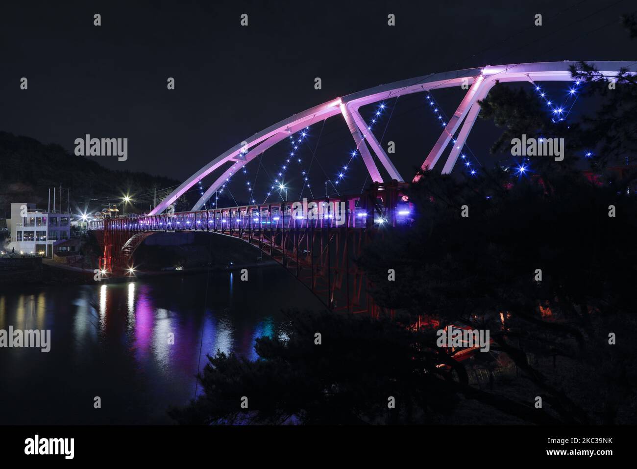 A Night Views of 'The Bridge on the River Changwon Kwai' in Changwon ...