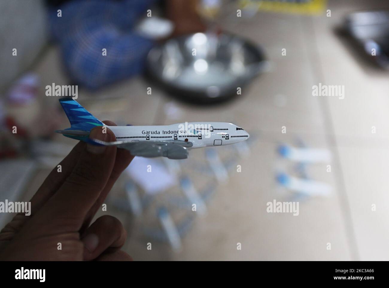 Aircraft miniatures Garuda Indonesia at workshop aircraft model in ...