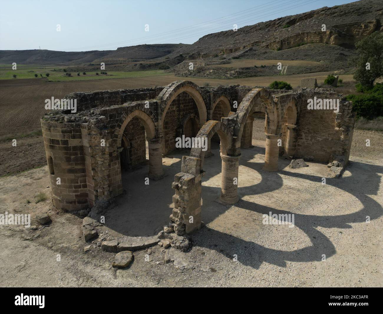 An aerial of the ruins of the St. Mamas in Agios Sozomenos village, Cyprus Stock Photo - Alamy
