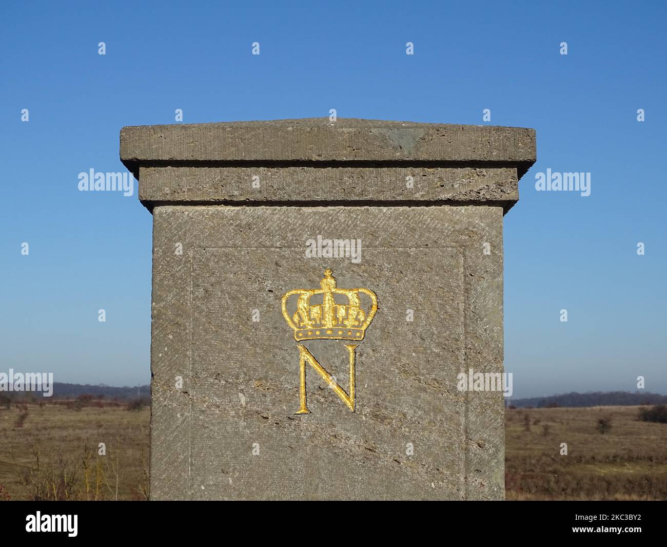 A closuep of the Napoleon stone commemorating the Battle of Jena and ...