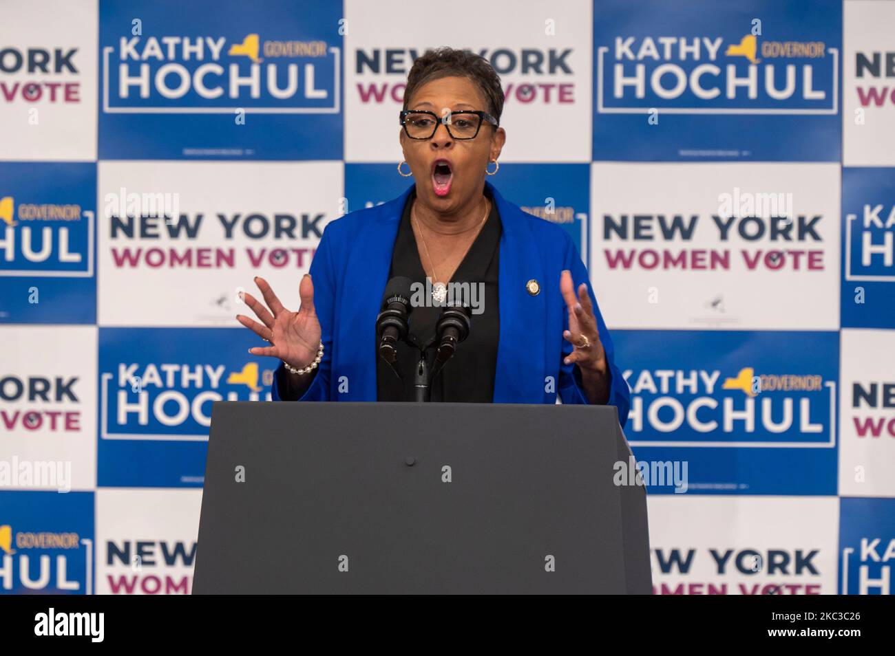 New York City Council Speaker Councilwoman Adrienne Adams speaks during ...