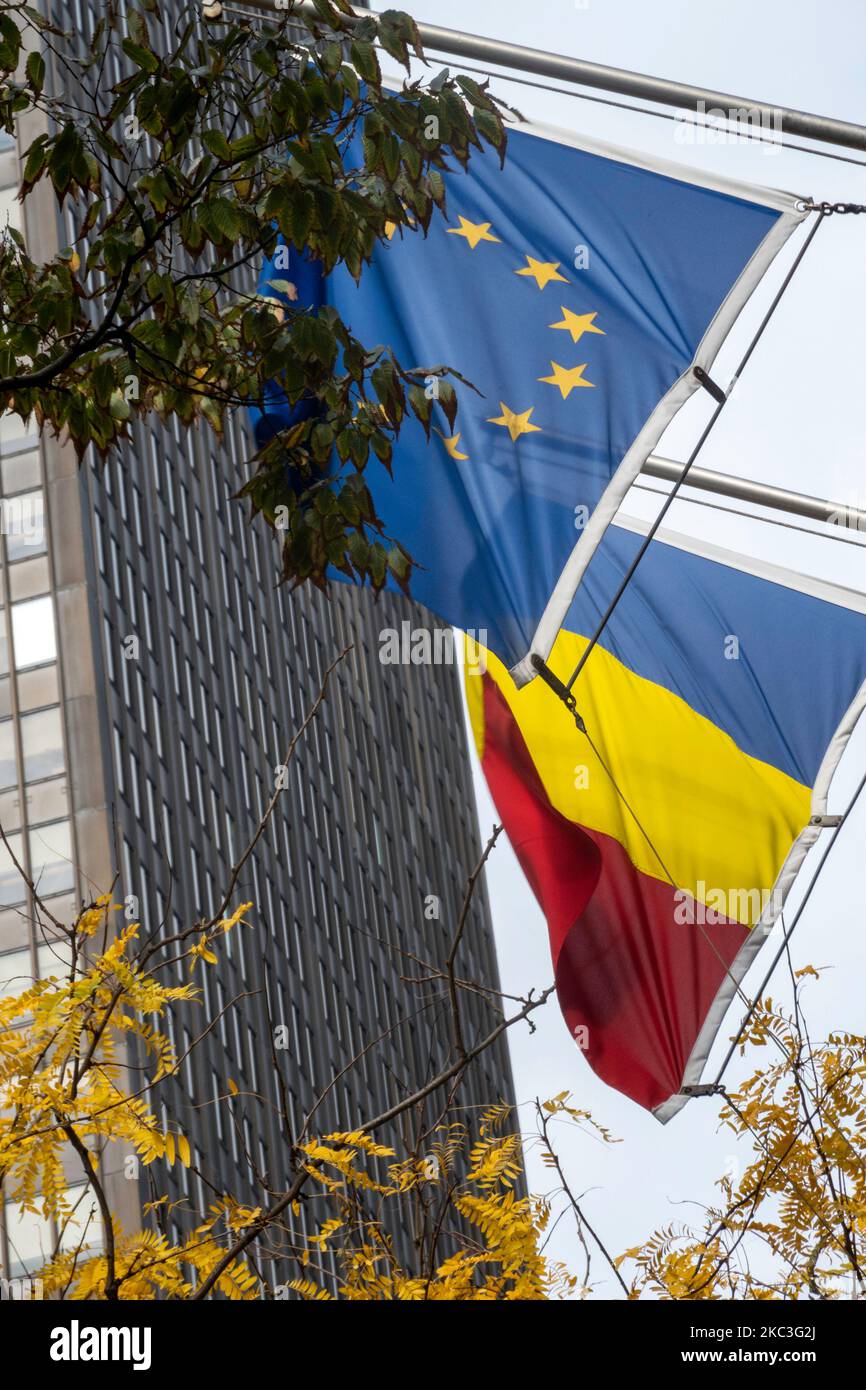 The Permanent Mission of Romania Flags, 2022, NYC, USA Stock Photo - Alamy