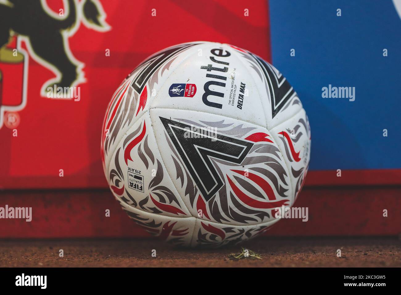 A general view of the official FA Cup match ball during the FA Cup ...