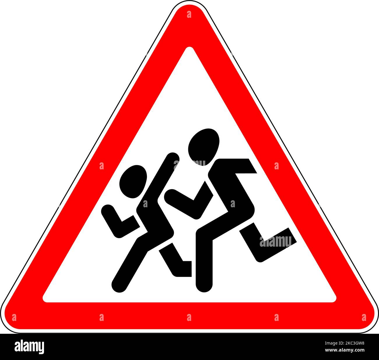 Road Sign Warning Children on White Background Stock Vector Image & Art ...