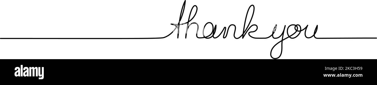 single line handdrawn phrase Thank You isolated on white, line art ...