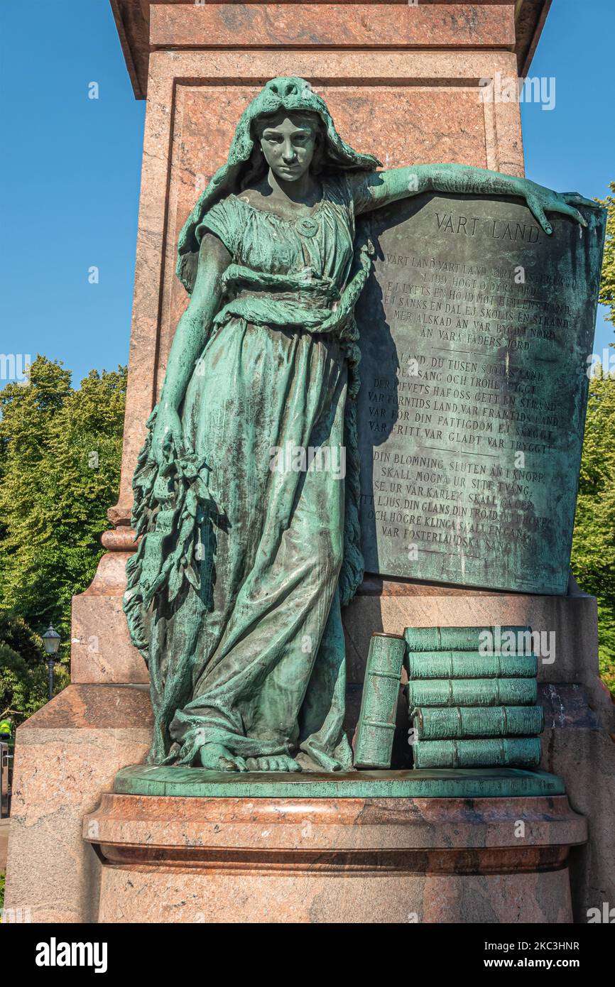 Helsinki, Finland - July 19, 2022: Closeup of Maiden of Finland statue ...