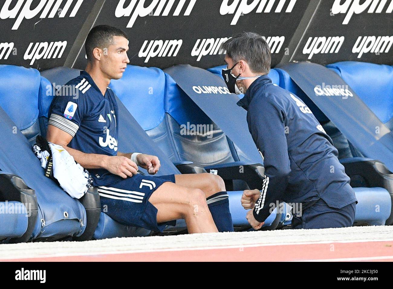 Cristiano Ronaldo of Juventus FC sits on the bench during the Serie A ...