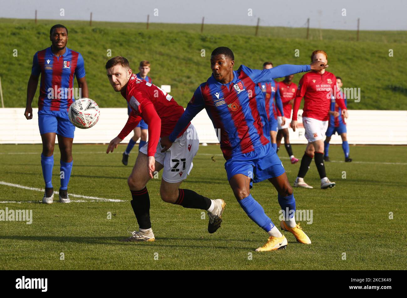 L-R Ryan Cooney of Morecambe FC (on loan from Burnley) and Aaron ...