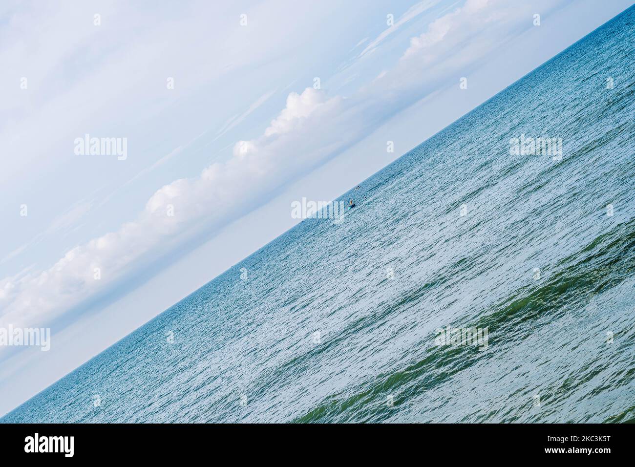 Atmosphere panorama. Clear sky calm sea horizon line cloud. Concept ...