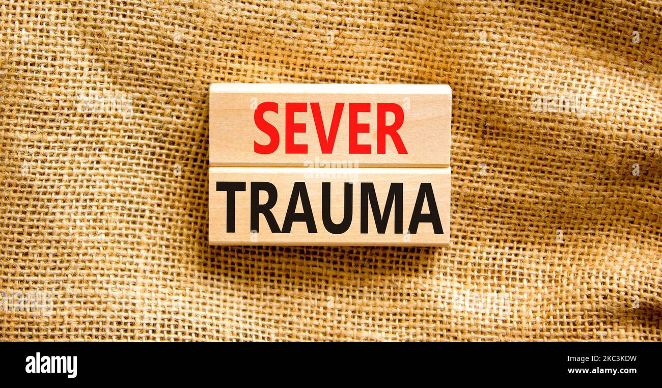 Sever trauma symbol. Concept words Sever trauma on wooden blocks ...