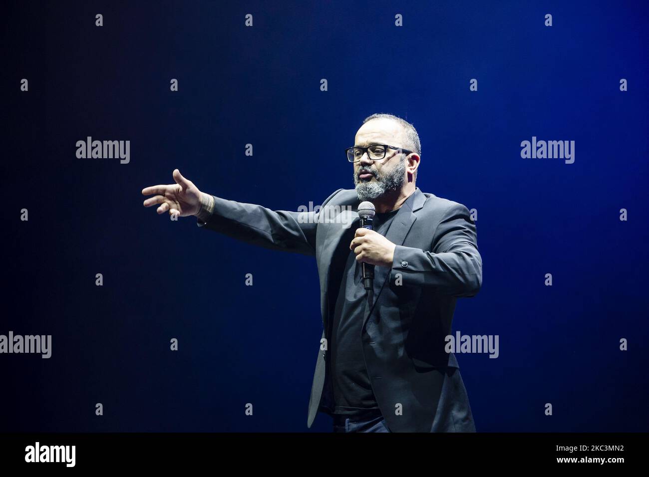 Portuguese stand-up comedy artist Fernando Rocha takes part in a show ...