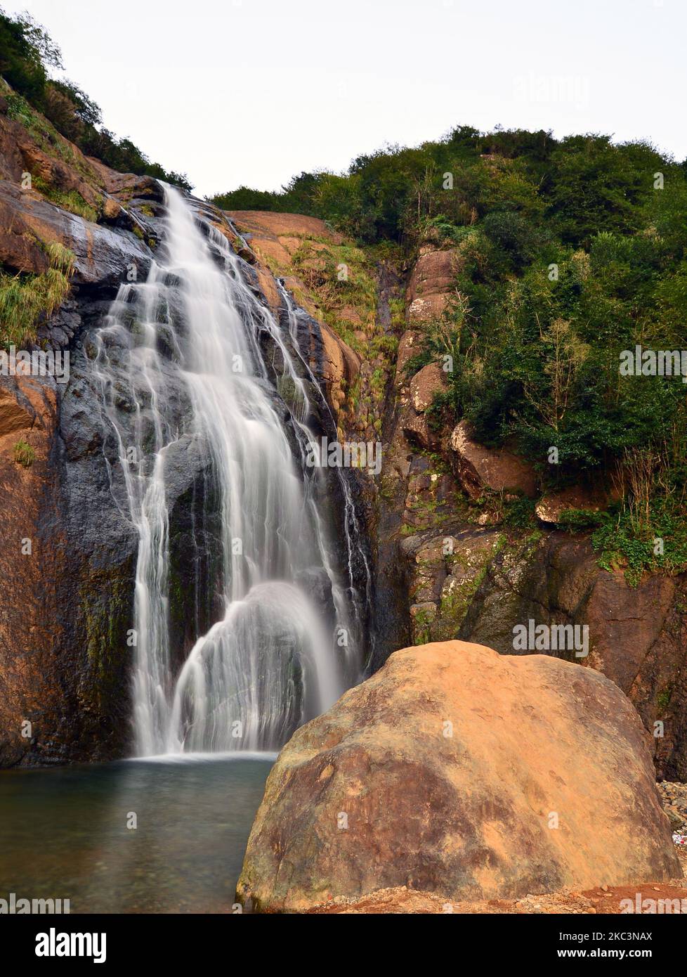 Agaran Waterfall, located in Rize, Turkey, is an important tourist ...