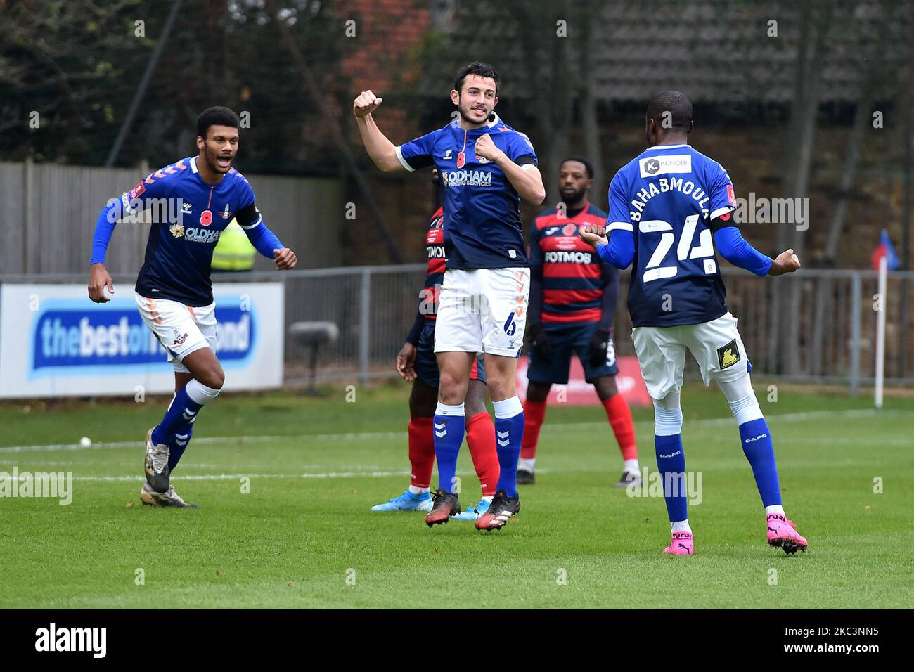 Oldham Athletic's Ben Garrity celebrates opening the scoring with team ...