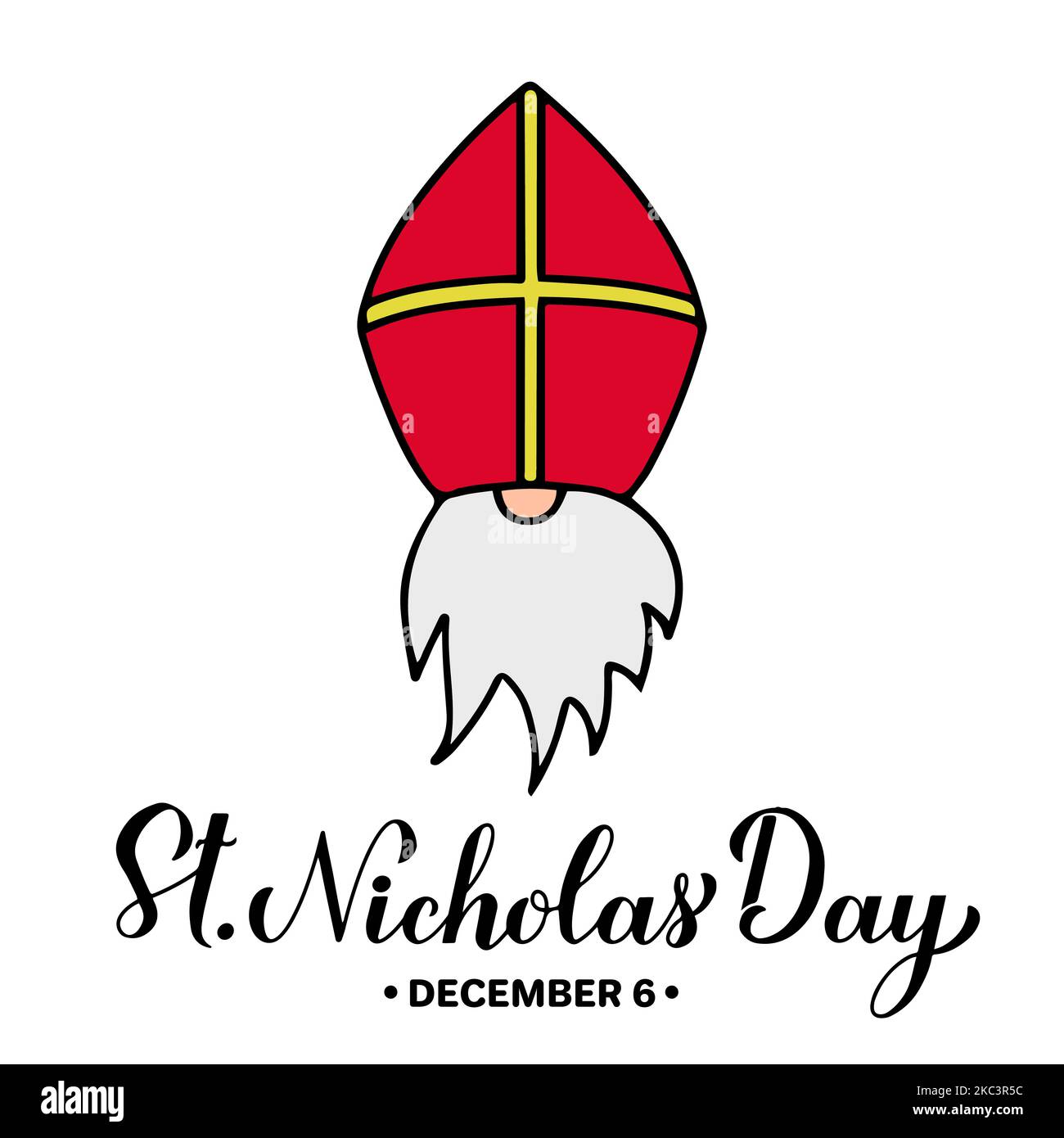 Happy St. Nicholas Day calligraphy hand lettering isolated on white ...