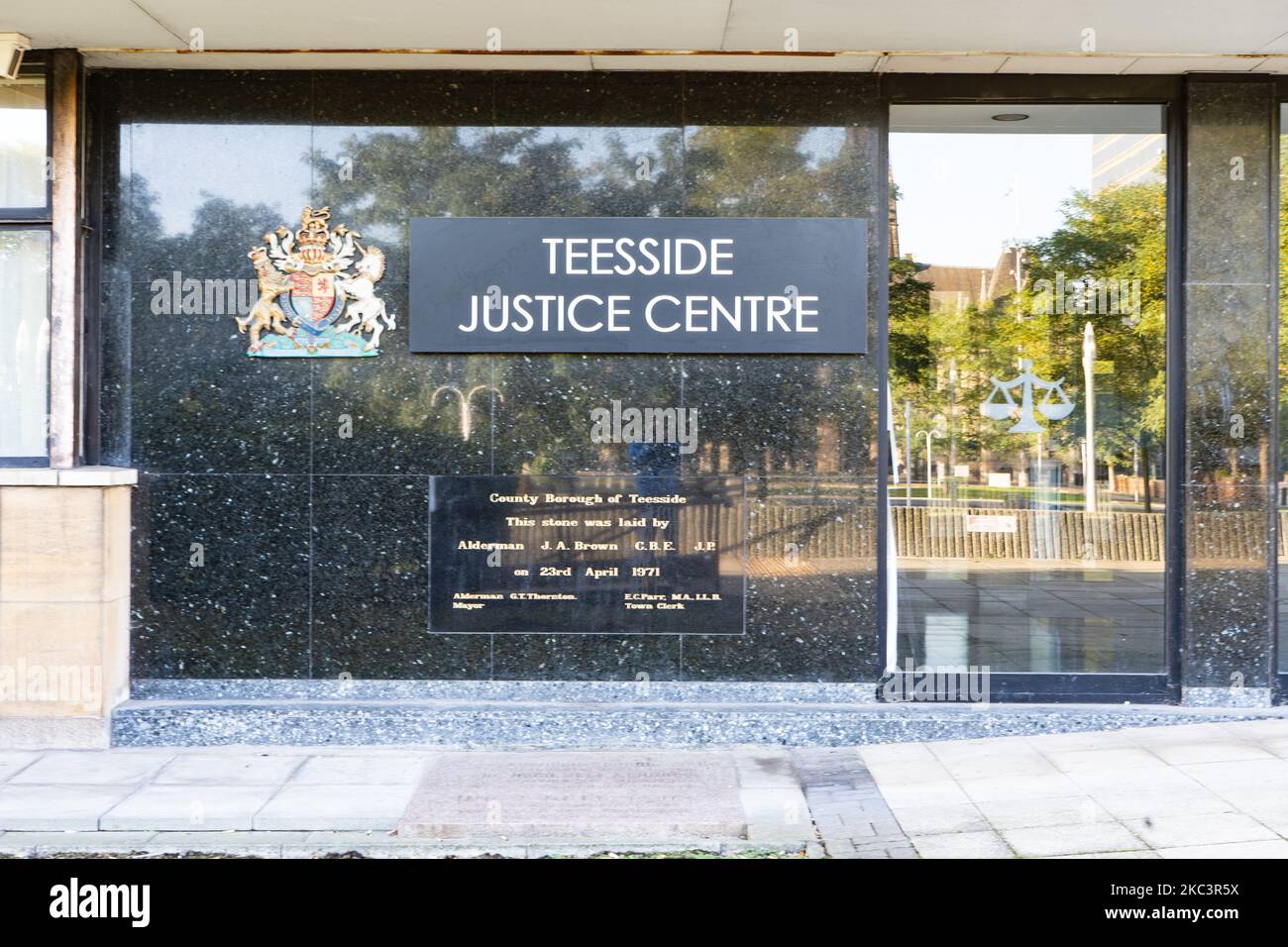 An entrance of magistrates court, Teesside justice center in ...