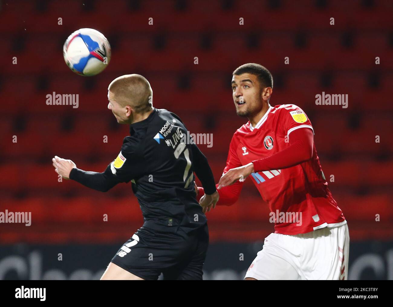 L-R Sam Ling of Leyton Orient and Charlton Athletic's Wassim Aouachria ...