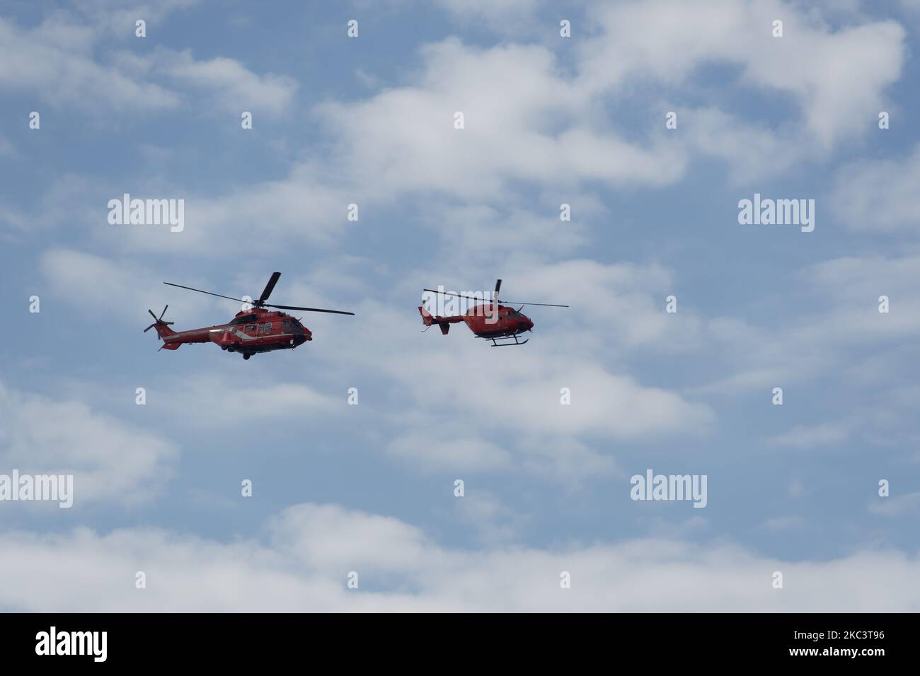 Greek firefighting helicopters flight air show. Aerospatiale AS 332L ...