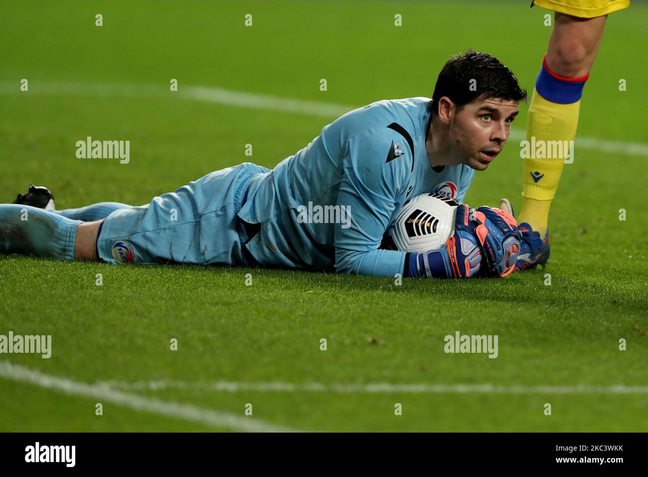 Andorra's goalkeeper Josep Gomes in action during the friendly football ...