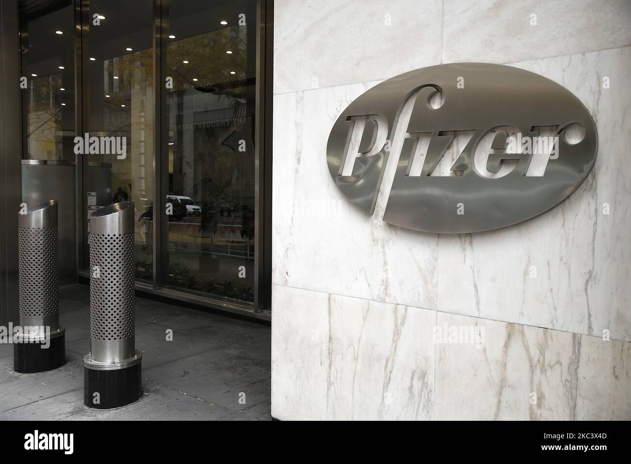 Pfizer World Headquarters is seen in Midtown Manhattan on November 11 ...