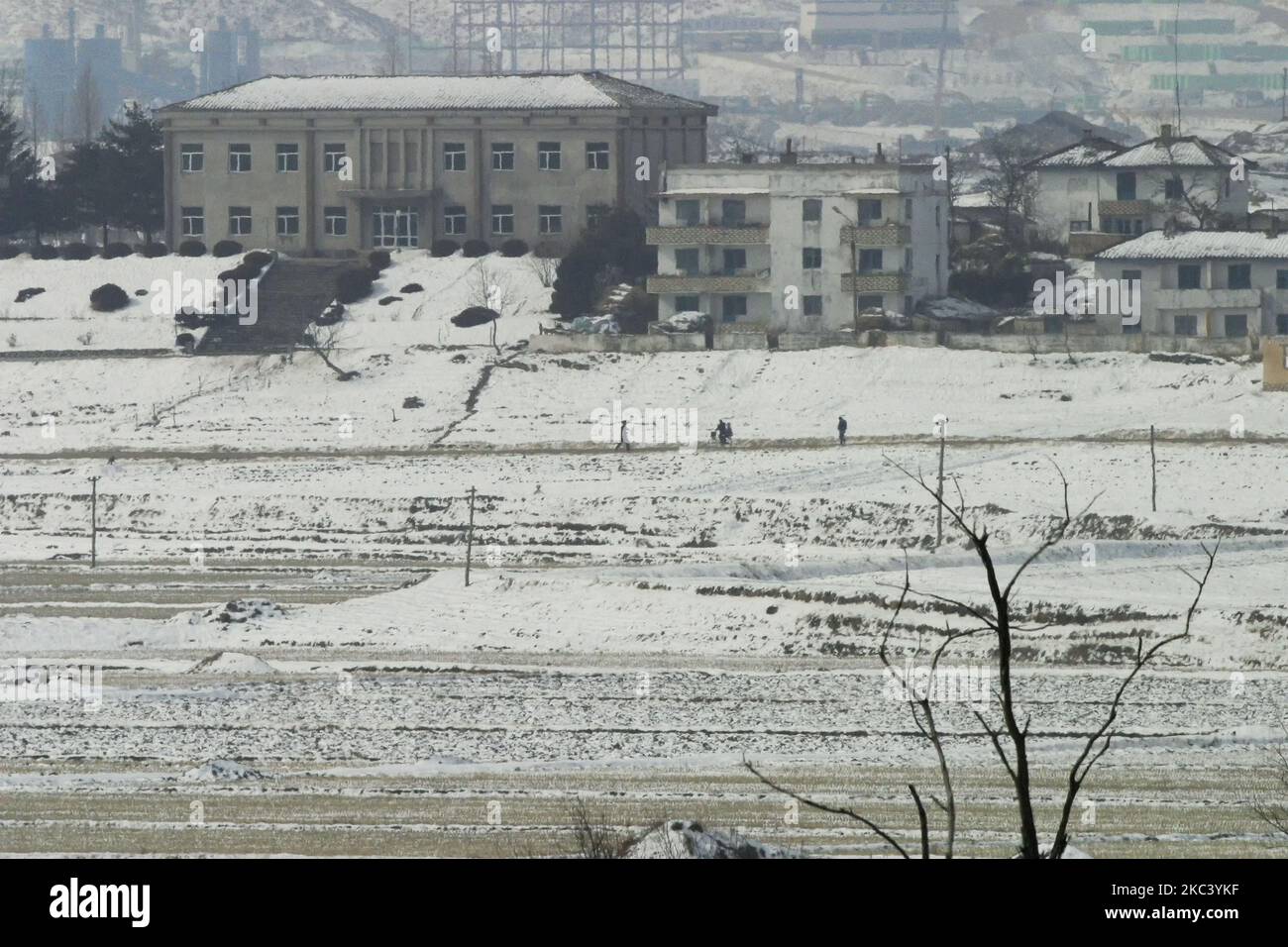 A Scene of Borth Korean Kijung-Dong Village, view from observation post ...
