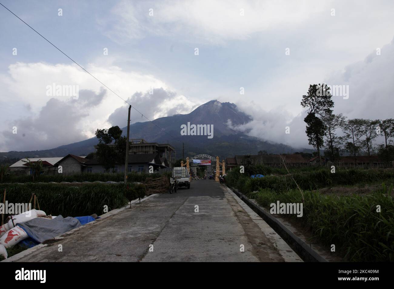 The view of mount Merapi as seen from the near-mount Merapi peak ...