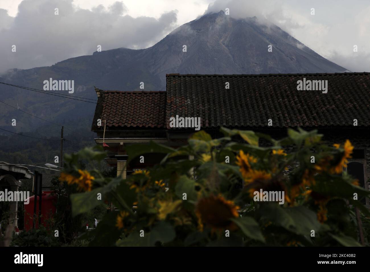The view of mount Merapi as seen from the near-mount Merapi peak ...