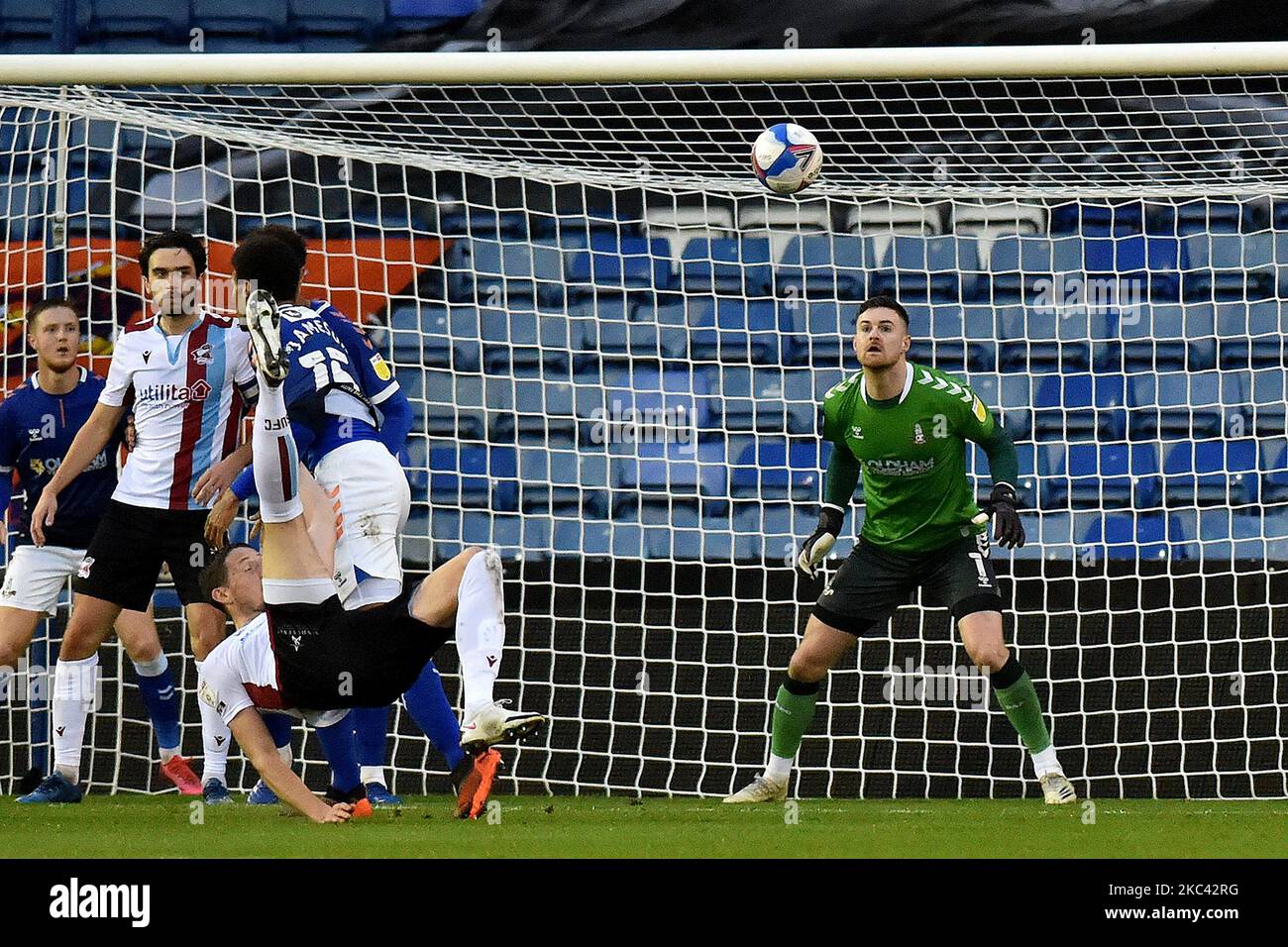 Oldham Athletic's Ian Lawlor (Goalkeeper) saves from Scunthorpe United ...