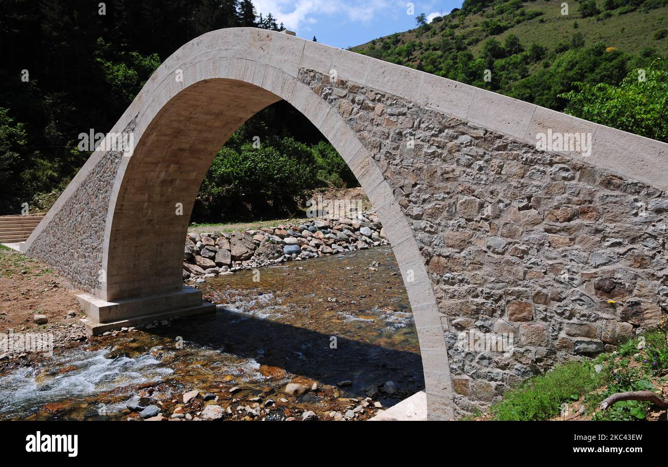 Diktas Bridge, located in Rize, Turkey, was built in the 19th century ...