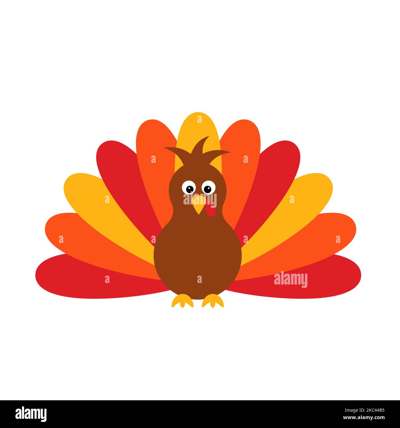 Cute Thanksgiving turkey isolated on white. Seasonal holidays character ...