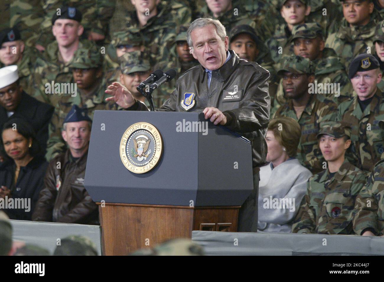 U.S. President George W Bush visit after speech addresses at U.S. Air ...