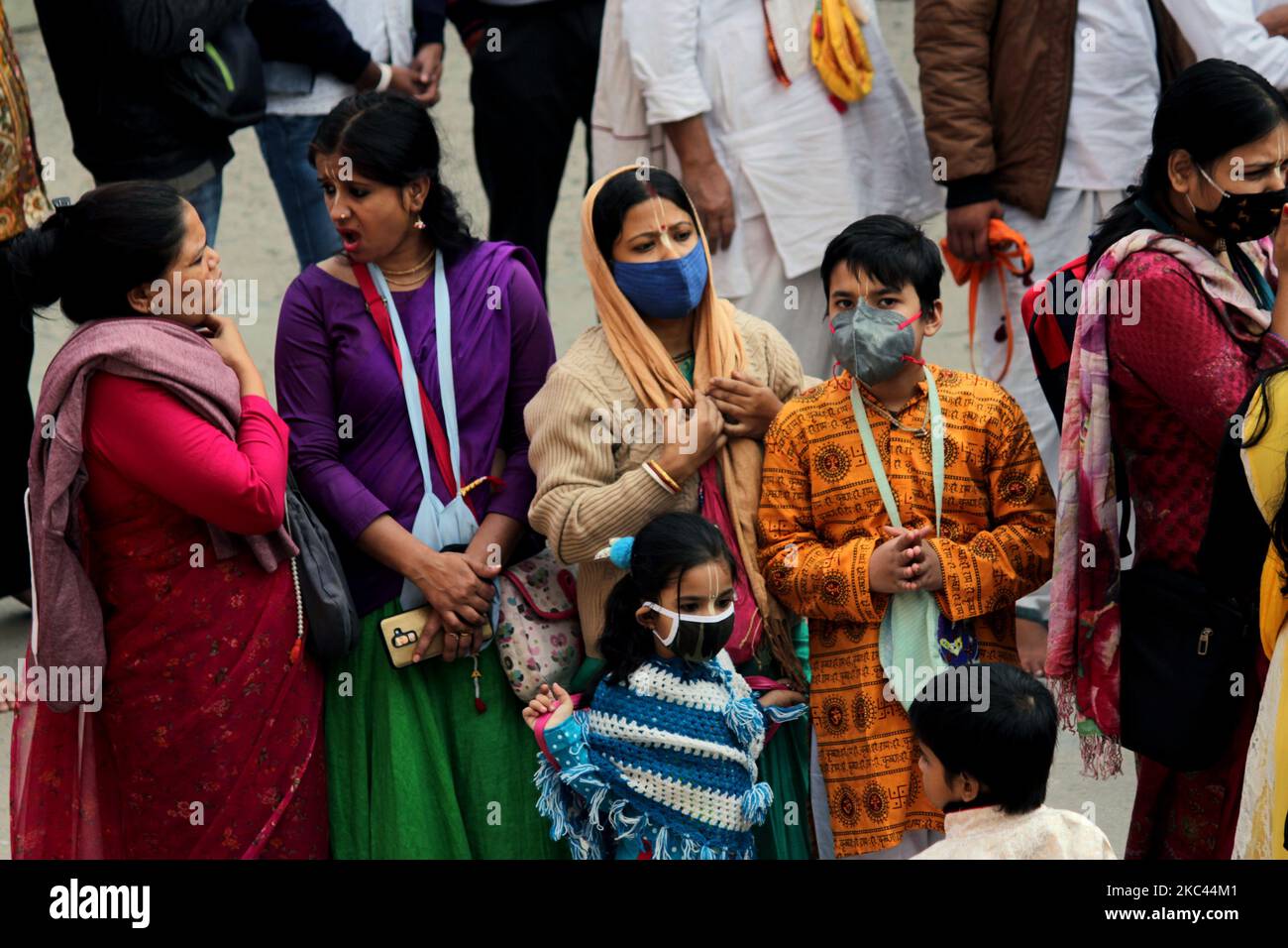 Devotees lineup for 'Annakut' at Iskcon temple after the 'Govardhan ...