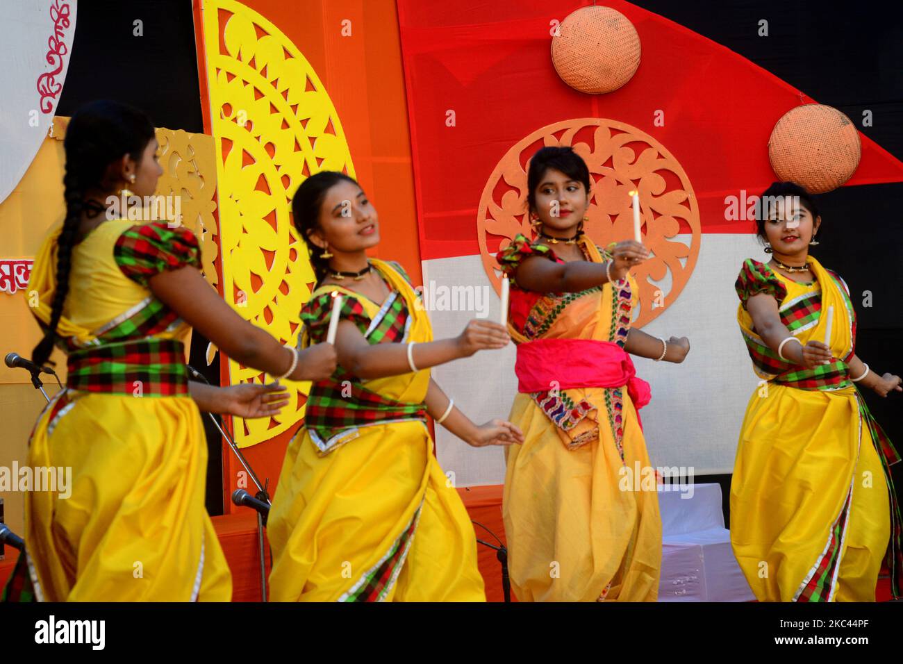 Artist performs at the celebration ''Nabanna Festival'' in Dhaka ...