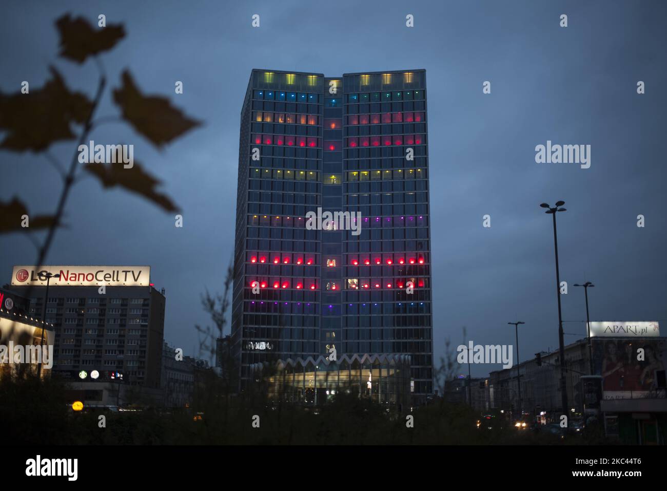 The Rotunda building illuminated with rainbow colours in a gesture of ...